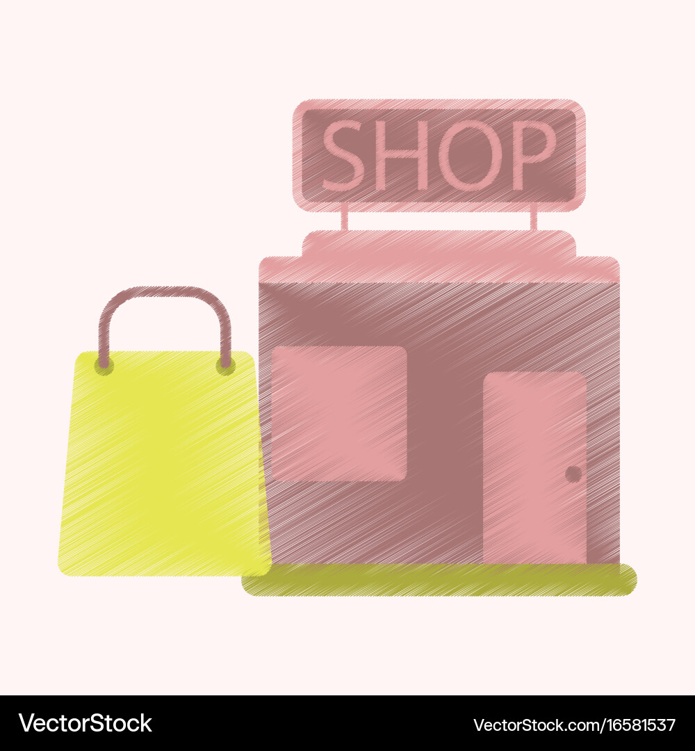 Flat icon in shading style shop package Royalty Free Vector