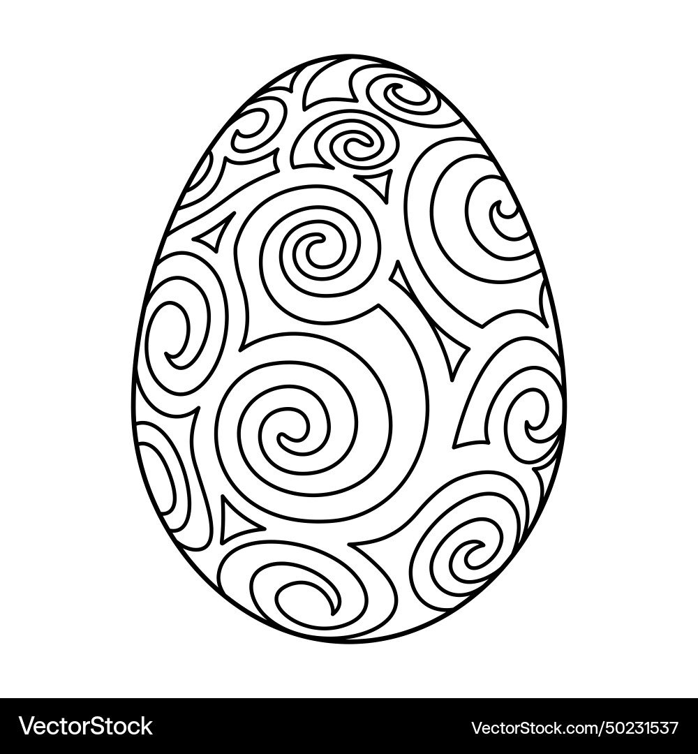 Hand drawn easter egg coloring book page Vector Image