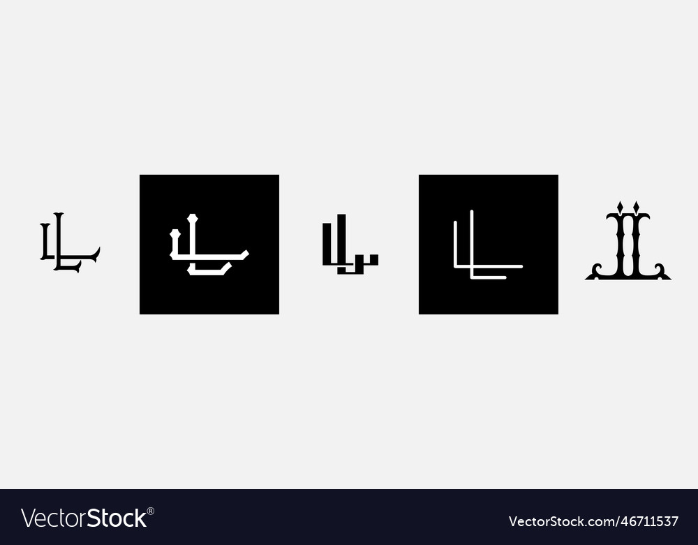 Initial letters ll monogram logo design bundle Vector Image