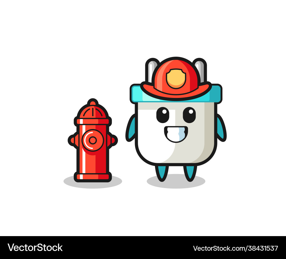 Mascot character electric plug as a firefighter Vector Image