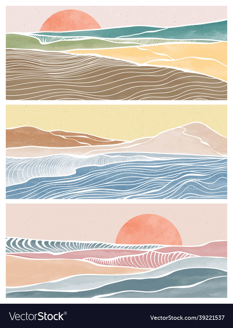 Set of creative minimalist modern line art print Vector Image