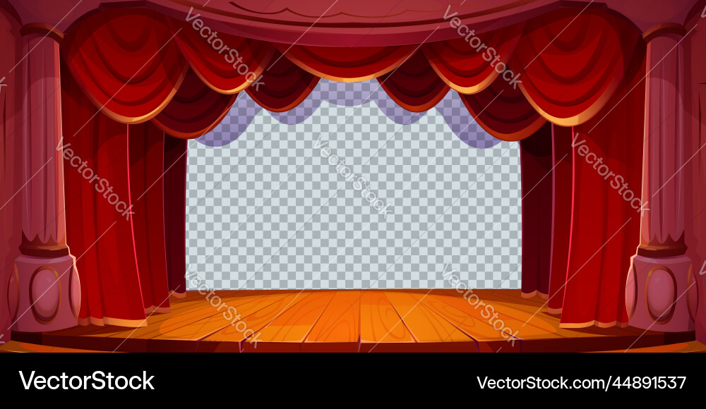 Theater stage empty retro scene with curtains Vector Image