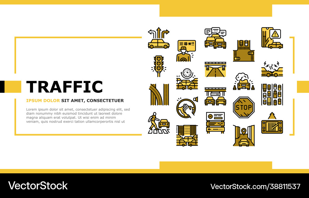 Traffic jam transport landing header Royalty Free Vector
