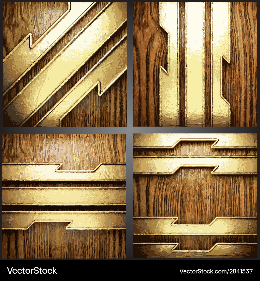 Wood and gold background set Royalty Free Vector Image