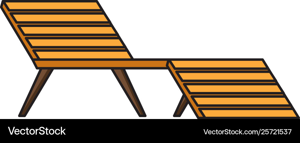 Wooden deck chair on white background Royalty Free Vector