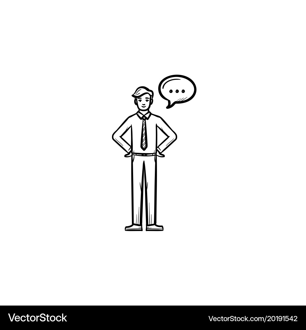 A man with speak square hand drawn sketch icon Vector Image