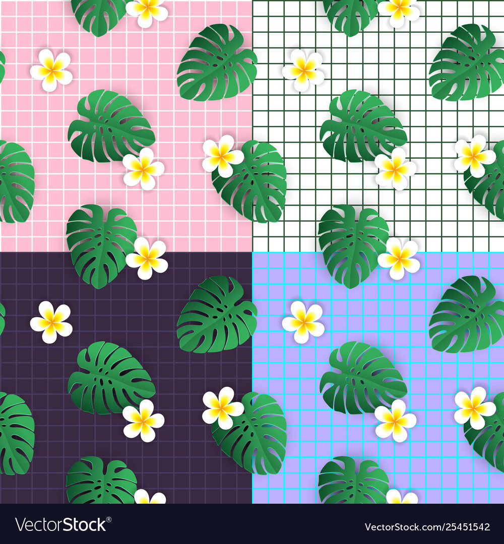 Beautiful seamless pattern backgrounds set Vector Image