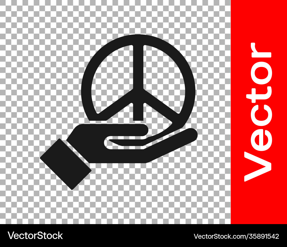 Black peace icon isolated on transparent Vector Image