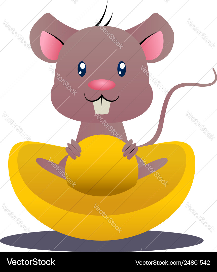 Cartoon mouse holding hat on white background Vector Image