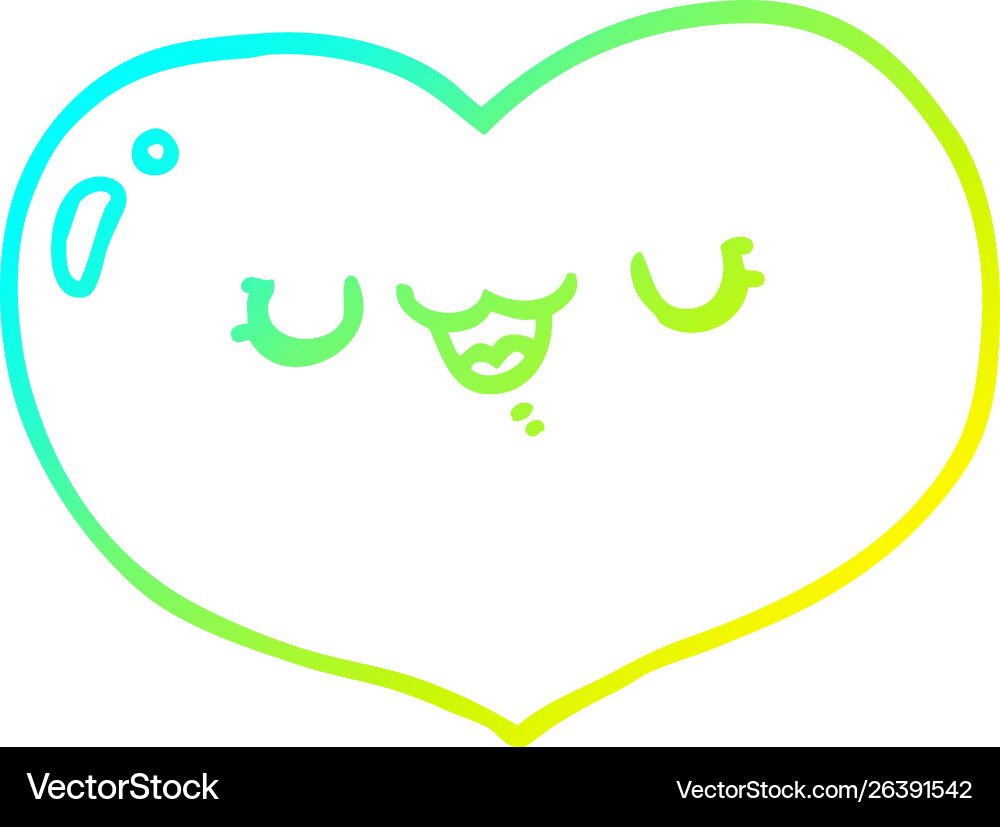 Cold gradient line drawing cartoon love heart Vector Image