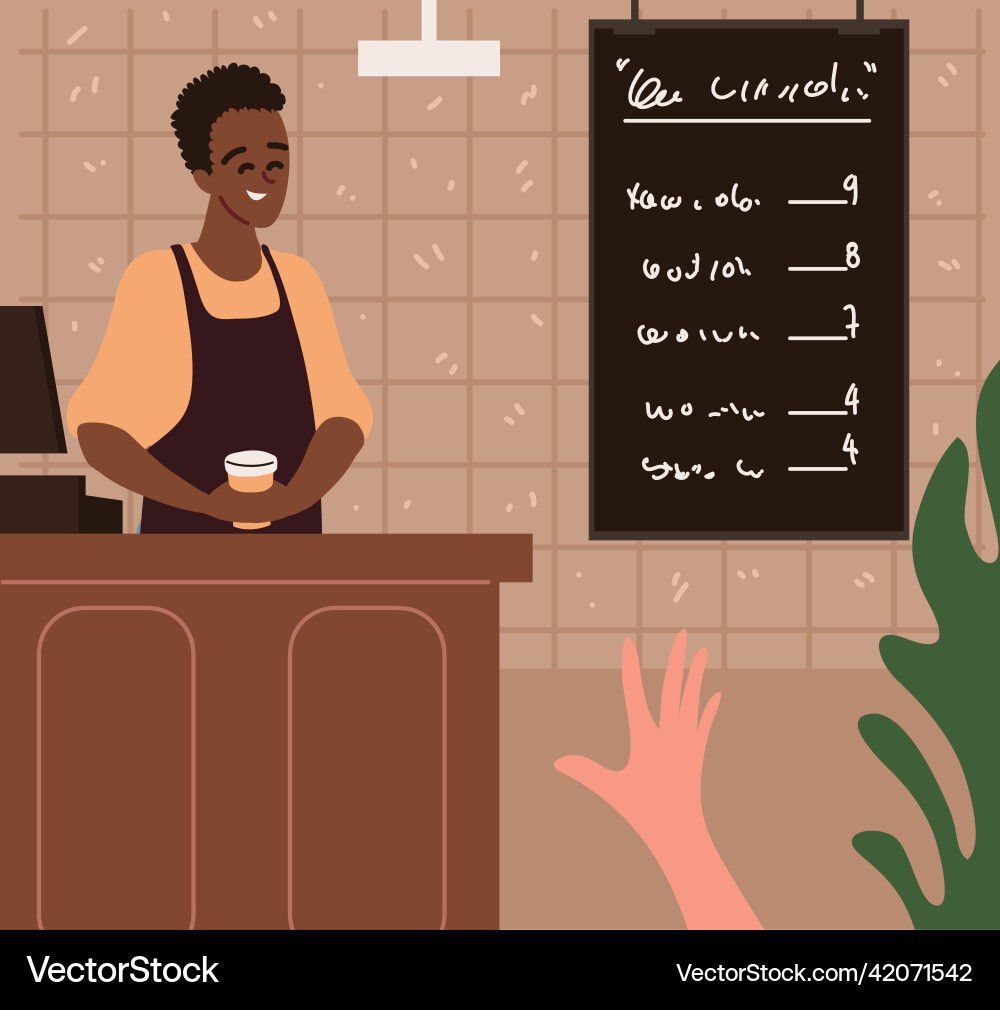 Employee in restaurant counter Royalty Free Vector Image