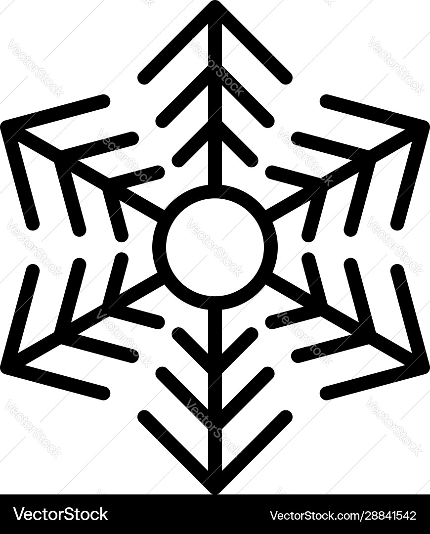 Flower snowflake icon outline style Royalty Free Vector