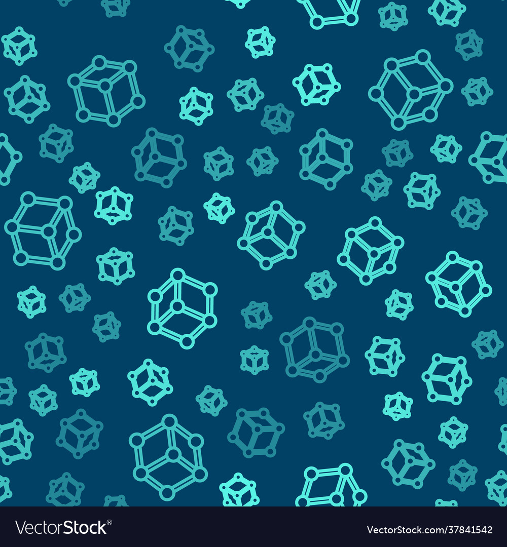 Green line molecule icon isolated seamless pattern