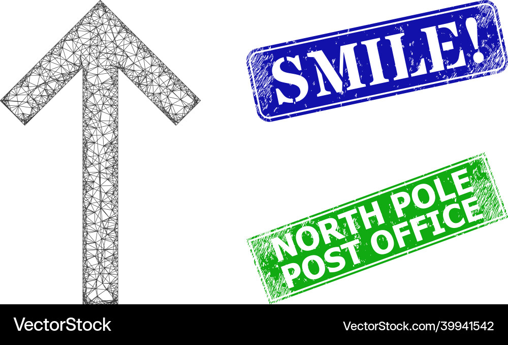 Grunged smile warn badges and triangle mesh up Vector Image