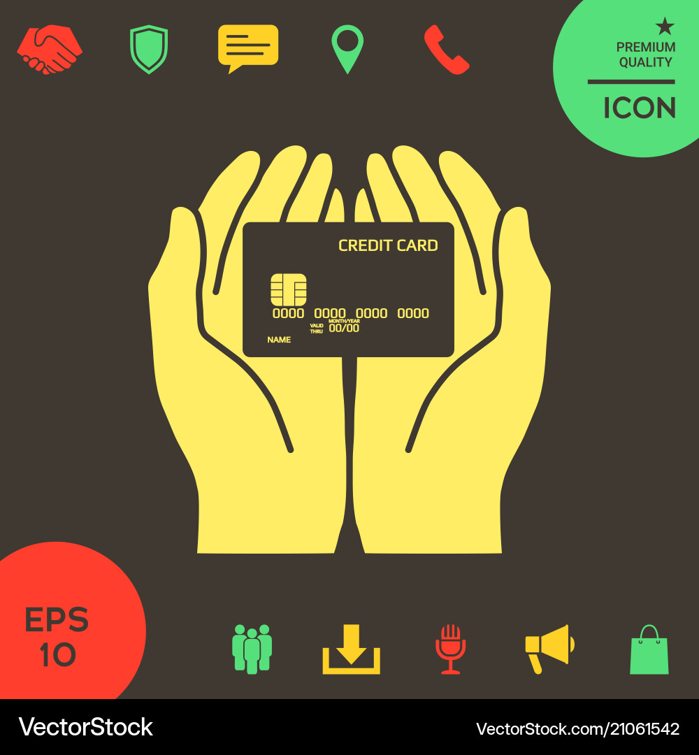 Hands holding credit card icon Royalty Free Vector Image