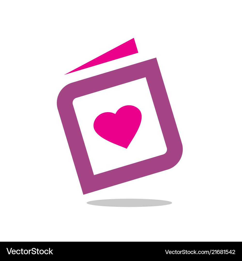 Heart with book icon or logo design Royalty Free Vector