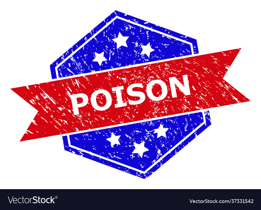 Hexagonal bicolor poison seal with corroded Vector Image Hexagonal bicolor poison seal with corroded Vector Image