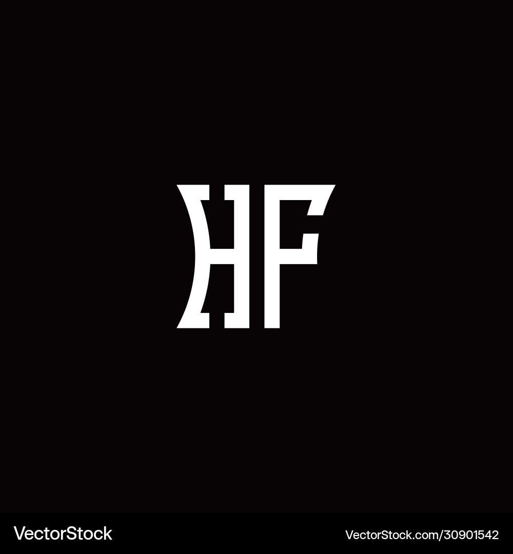 Hf monogram logo letter with curved side style Vector Image