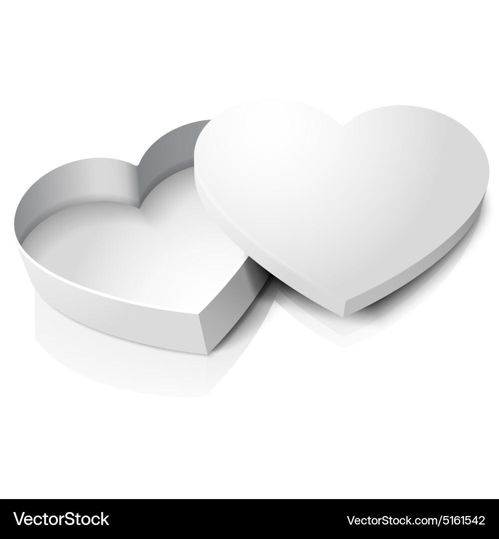 Realistic blank opened heart shape box Royalty Free Vector