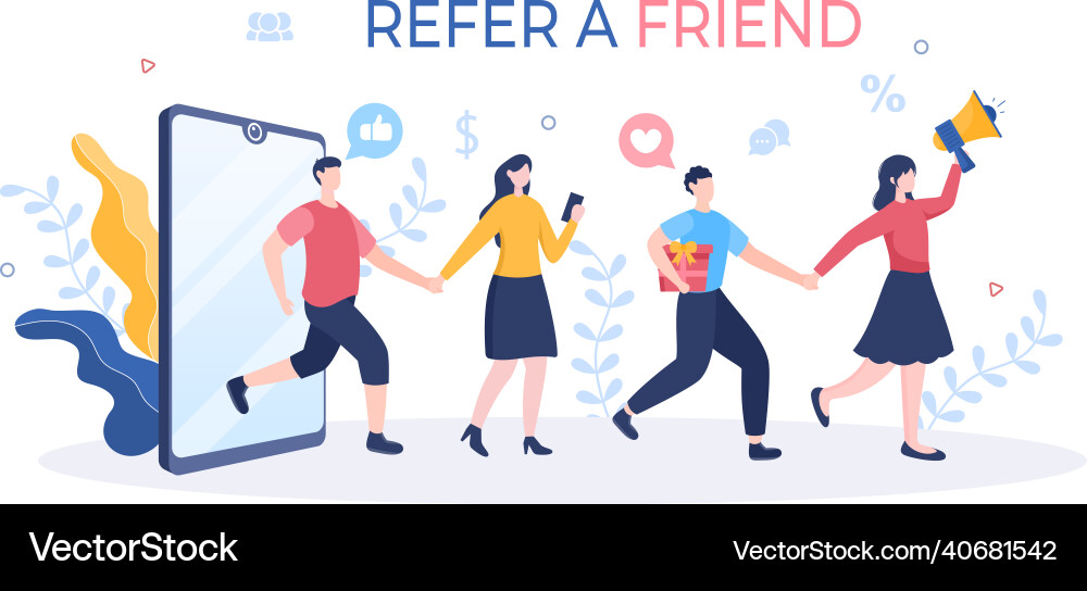 Refer a friend flat design with megaphone Vector Image
