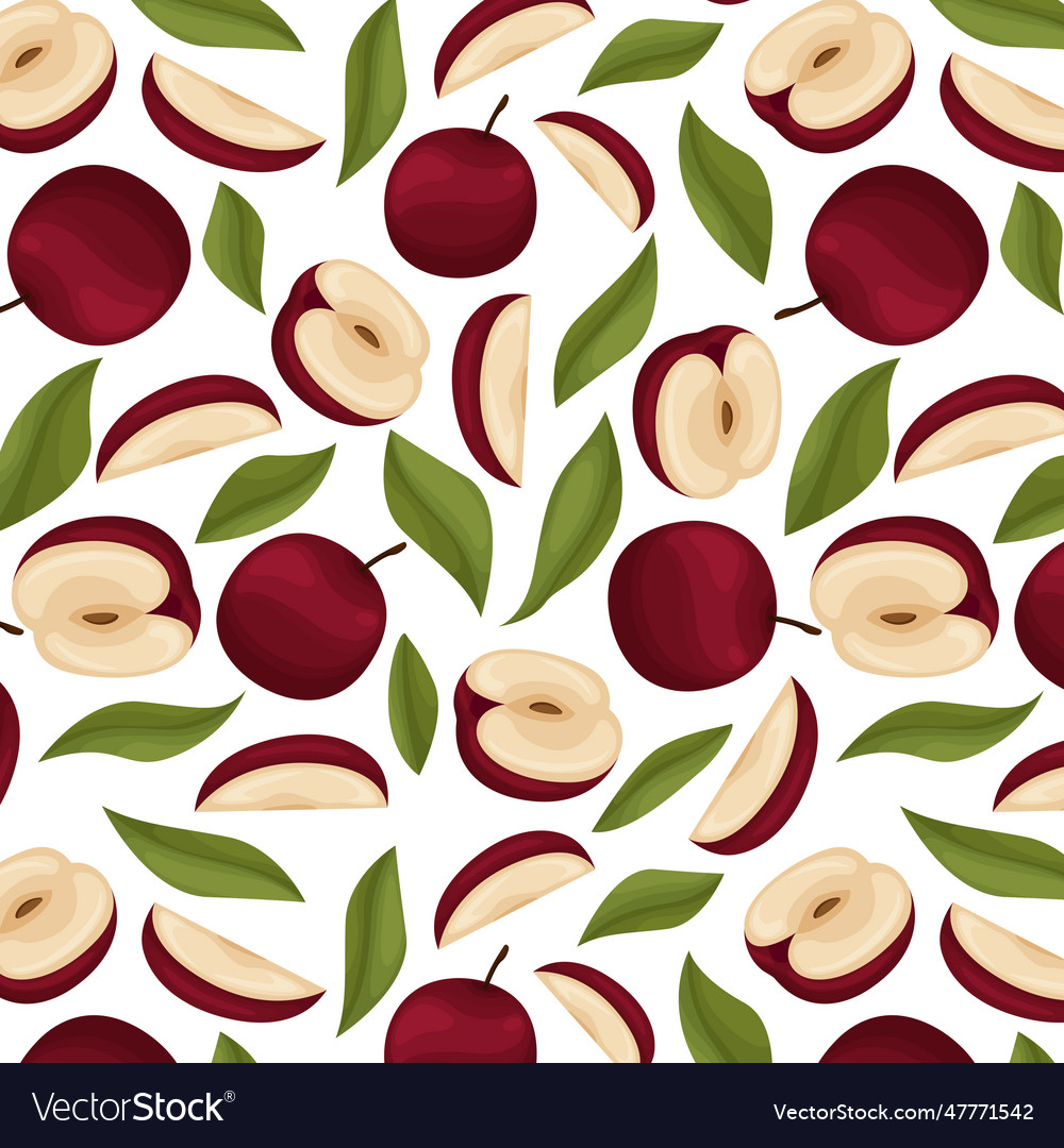Seamless pattern with red apples Royalty Free Vector Image