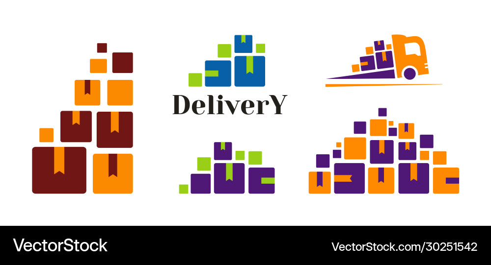 Set icons with color boxes for moving Royalty Free Vector