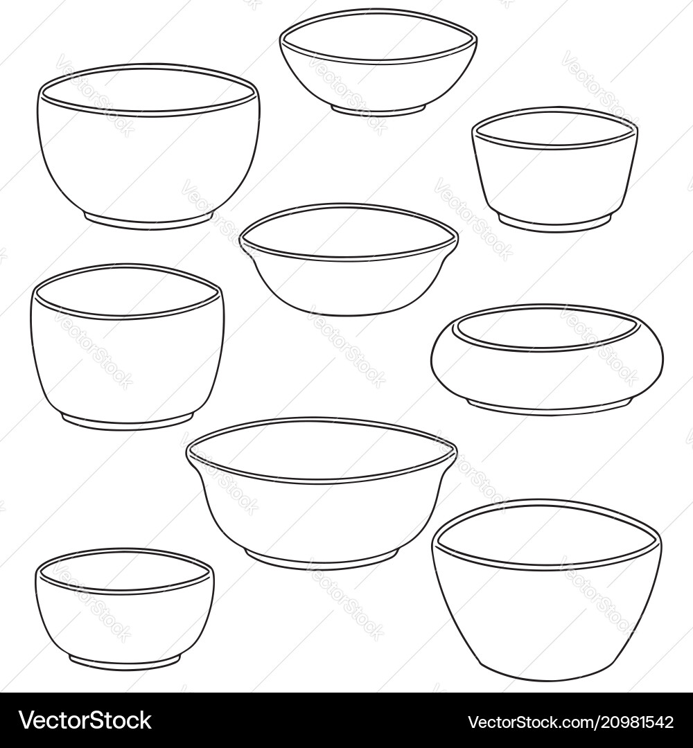 Set of bowl Royalty Free Vector Image - VectorStock