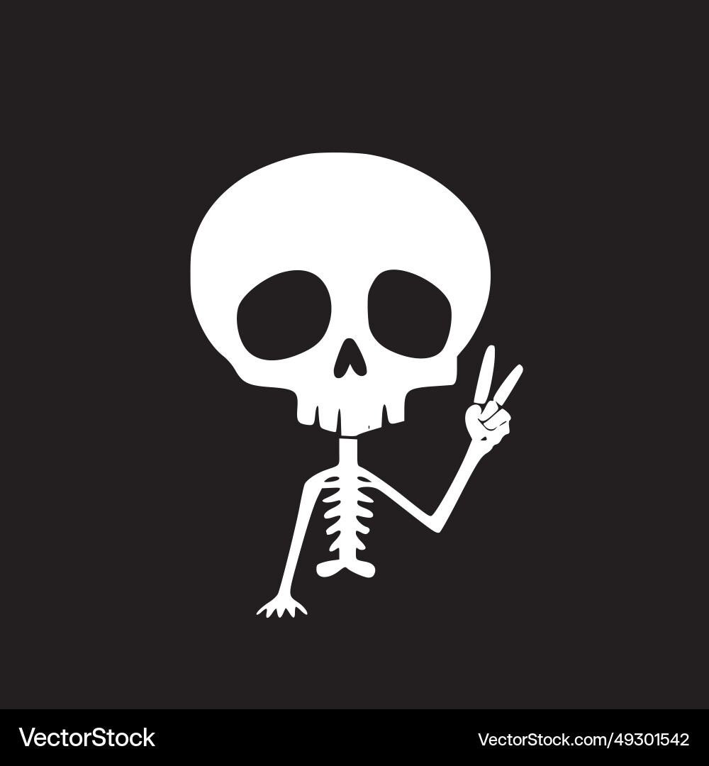 Skeleton peace sign - minimalist and flat logo Vector Image