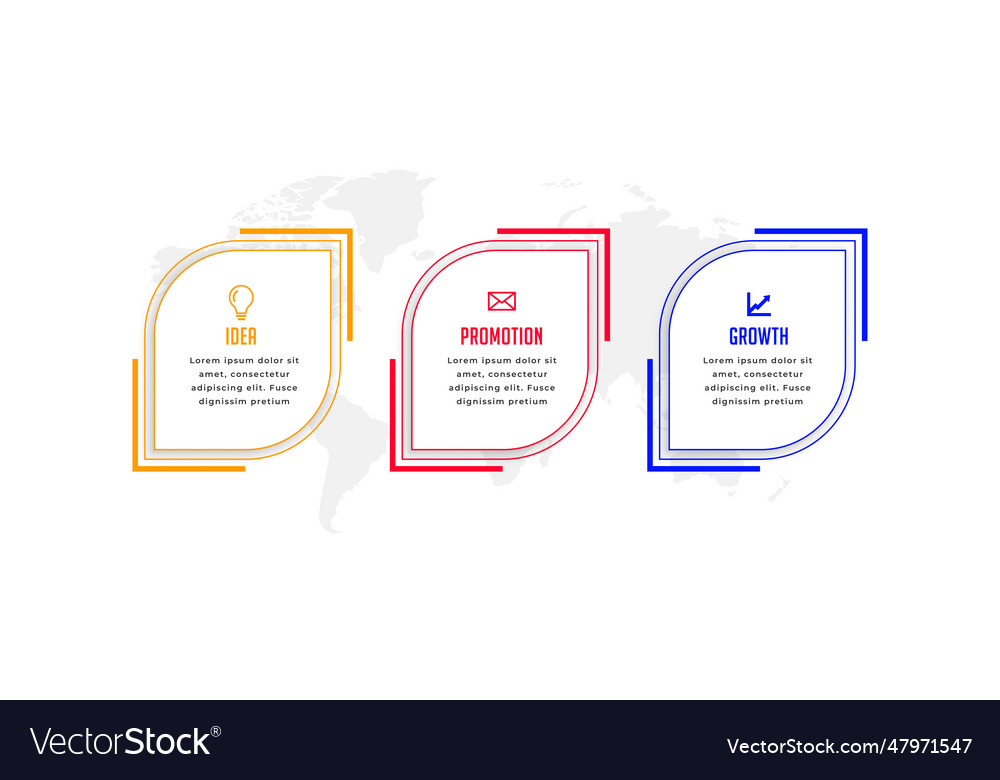 3 step infographic workflow diagram template for Vector Image