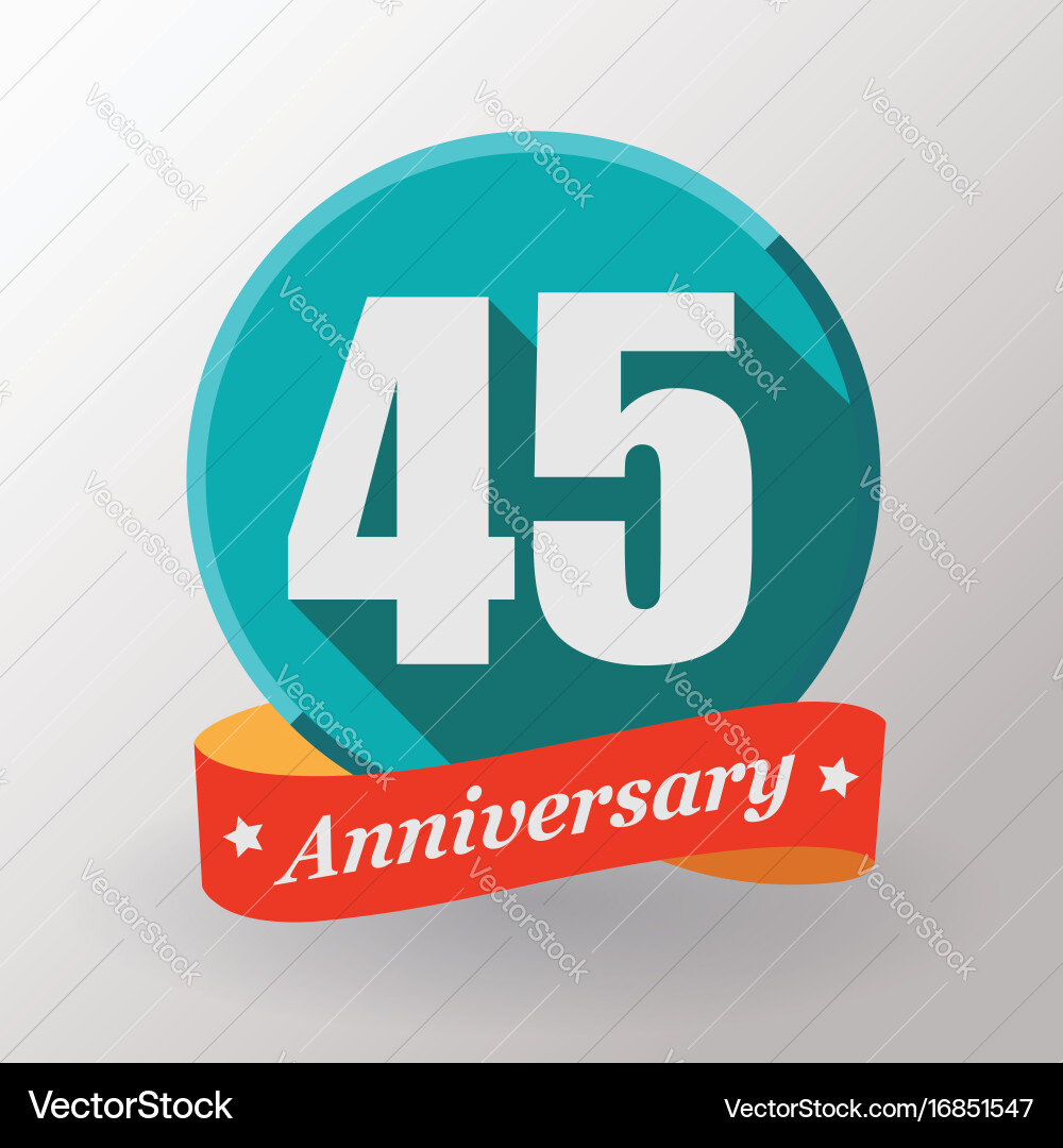 45 anniversary label with ribbon Royalty Free Vector Image