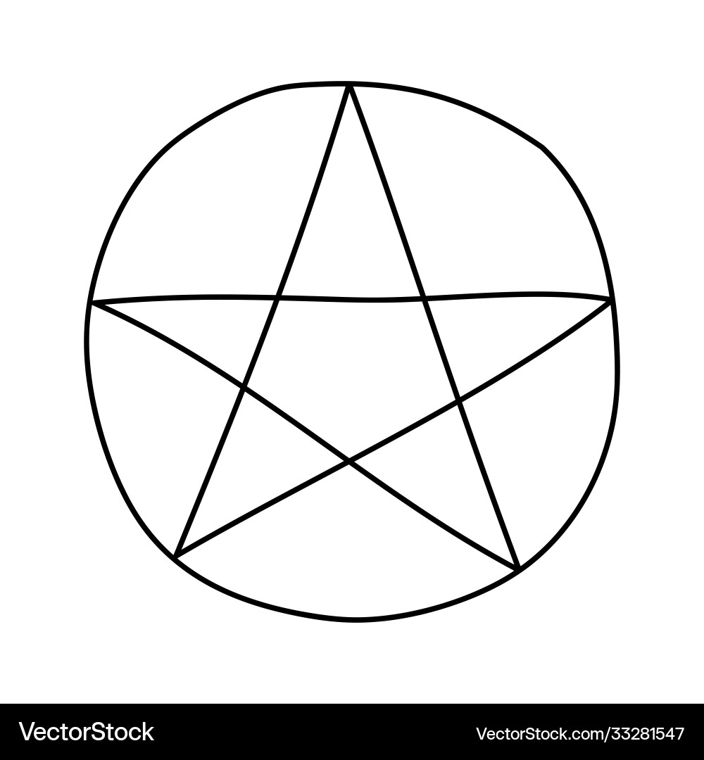 A drawn star in circle isolated on white Vector Image