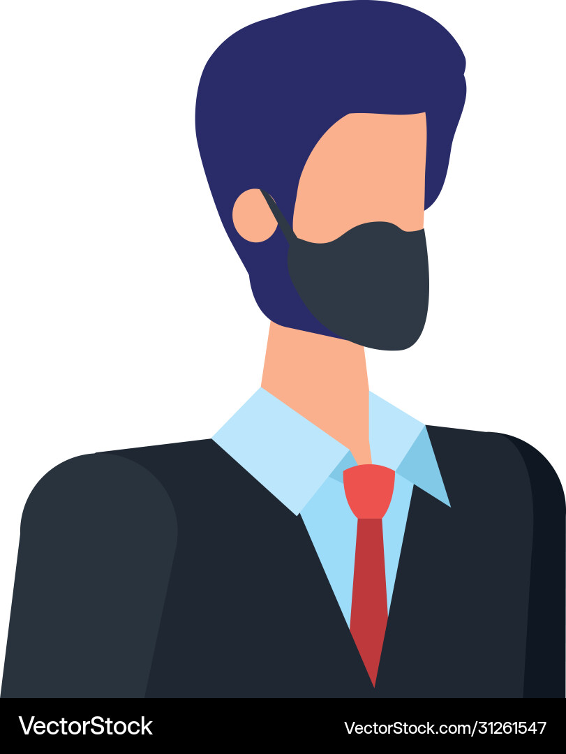 Businessman using face mask isolated icon Vector Image