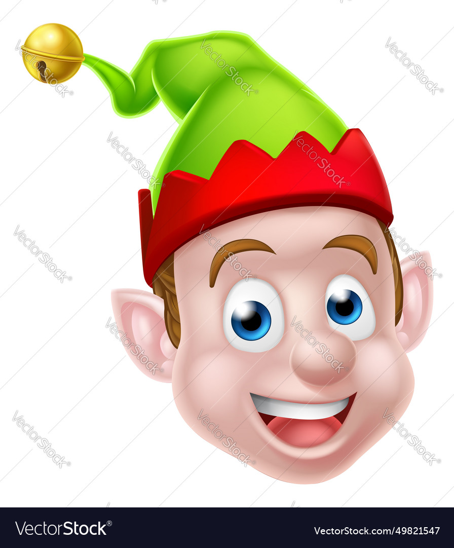 Cartoon christmas elf face Royalty Free Vector Image