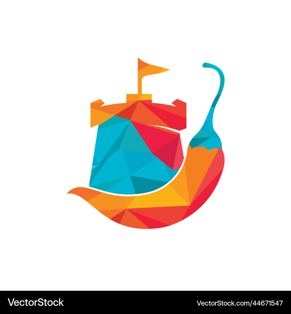 Chili with fort logo design template Royalty Free Vector
