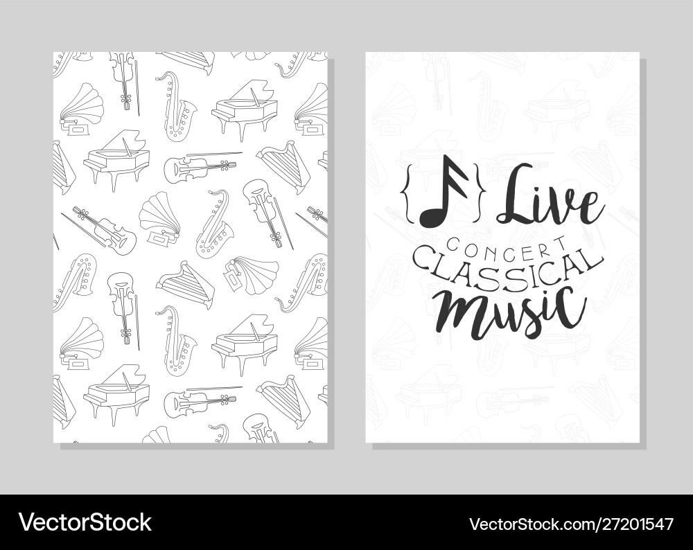 Classical music live concert card templates Vector Image