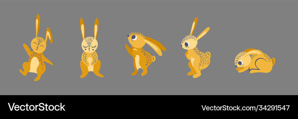 Cute cartoon rabbits collection Royalty Free Vector Image