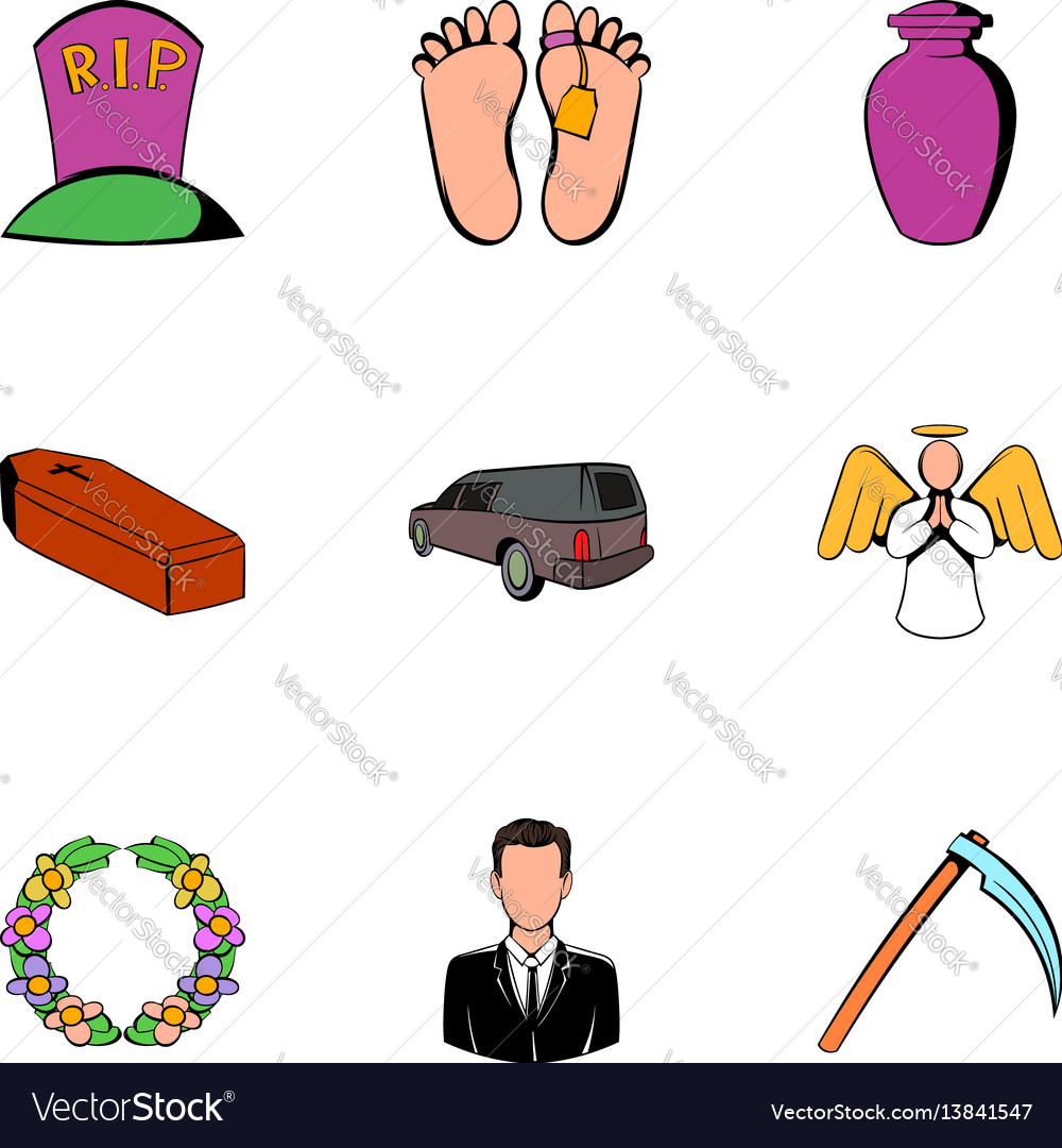 Death icons set cartoon style Royalty Free Vector Image Death icons set cartoon style Royalty Free Vector Image