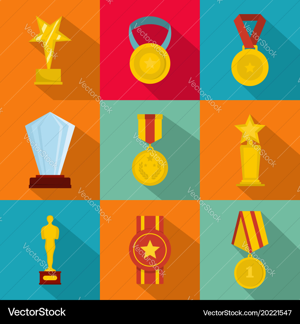 Fulfilment icons set flat style Royalty Free Vector Image