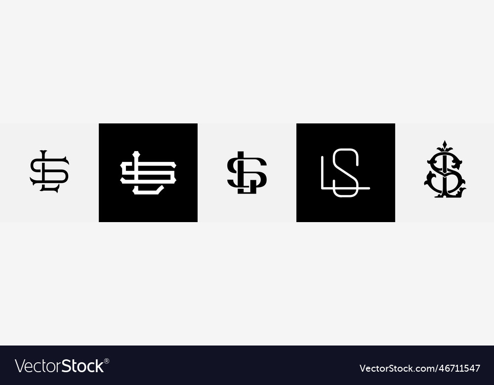 Initial letters ls monogram logo design bundle Vector Image