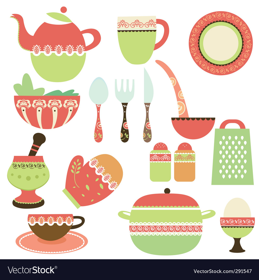Kitchen objects Royalty Free Vector Image - VectorStock