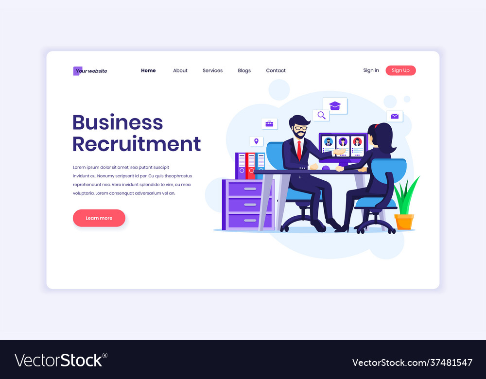 Landing page design concept business Royalty Free Vector