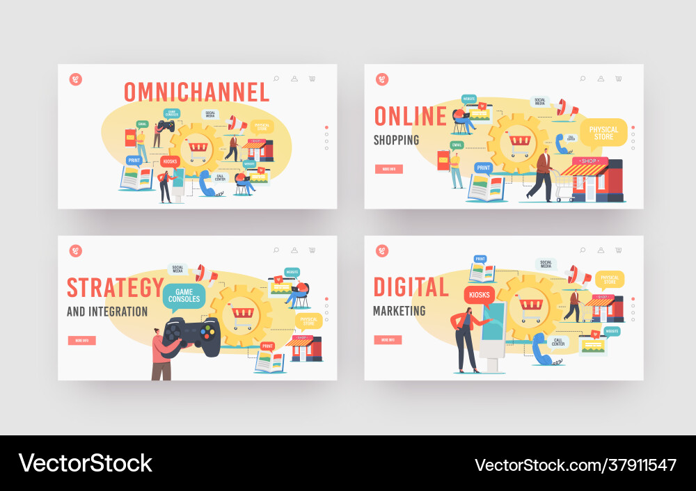 Omnichannel landing page template set several Vector Image