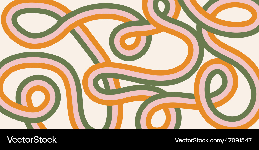 Retro abstract curves background in style Vector Image