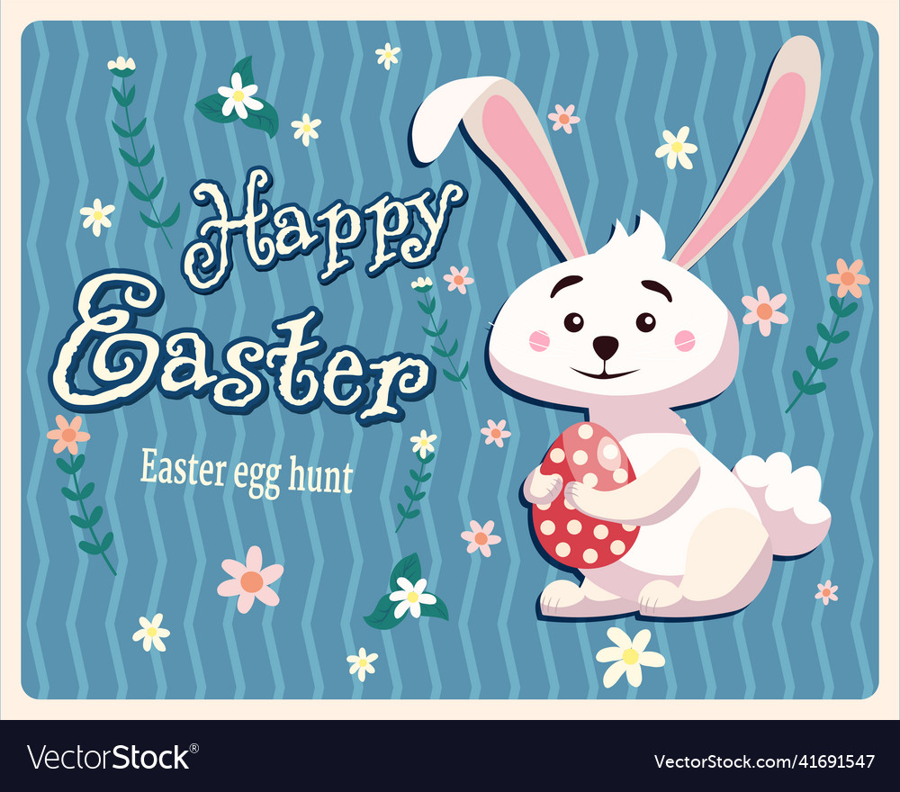 Retro happy easter poster greeting card Royalty Free Vector