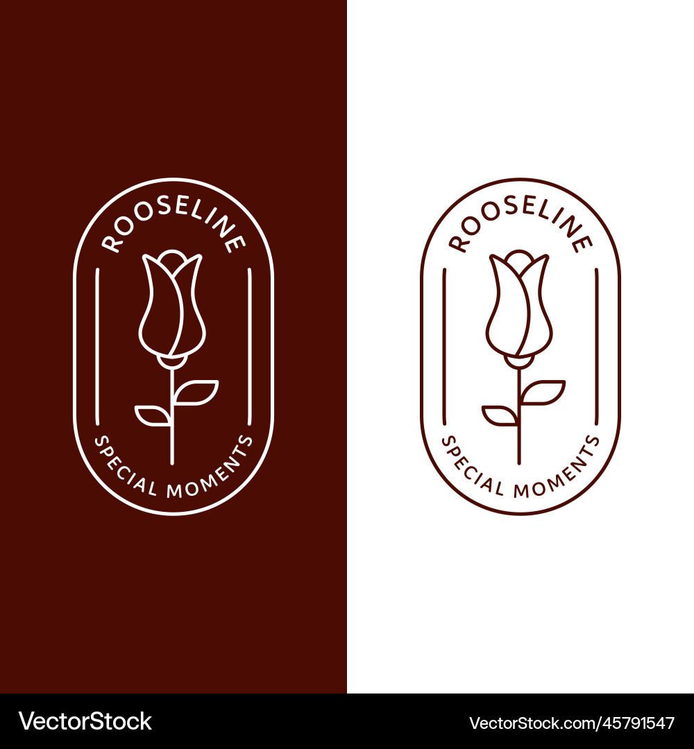 Rose flower line art logo Royalty Free Vector Image