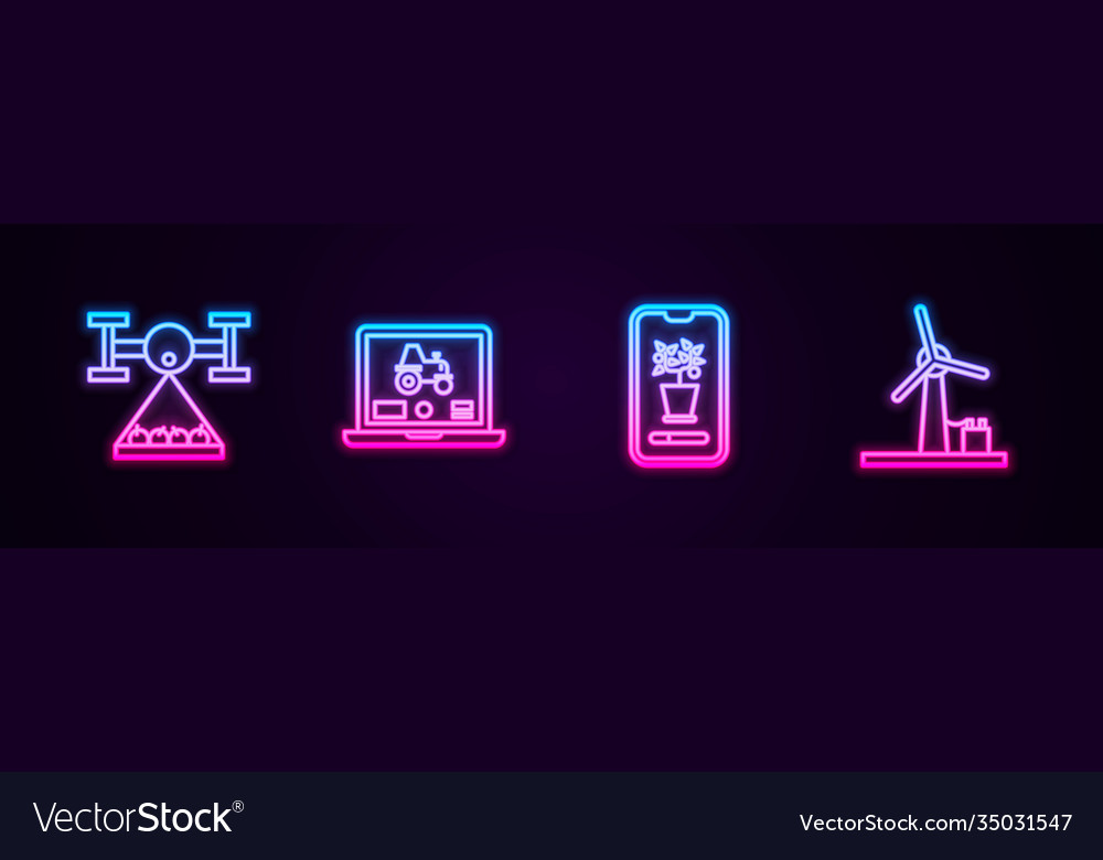 Set line smart farm with drone laptop application Vector Image Set line smart farm with drone laptop application Vector Image