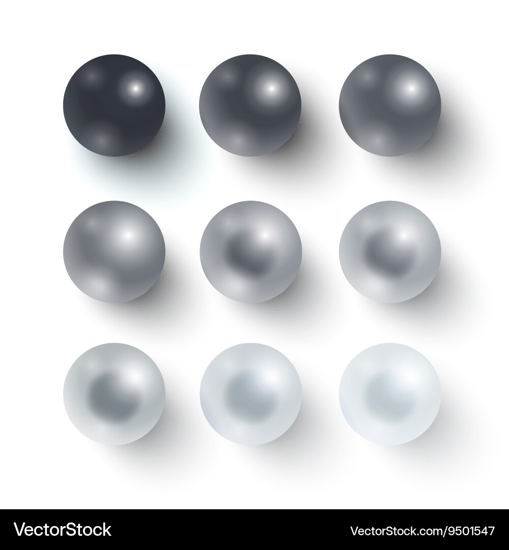 Set of realistic greyscale spheres Royalty Free Vector Image