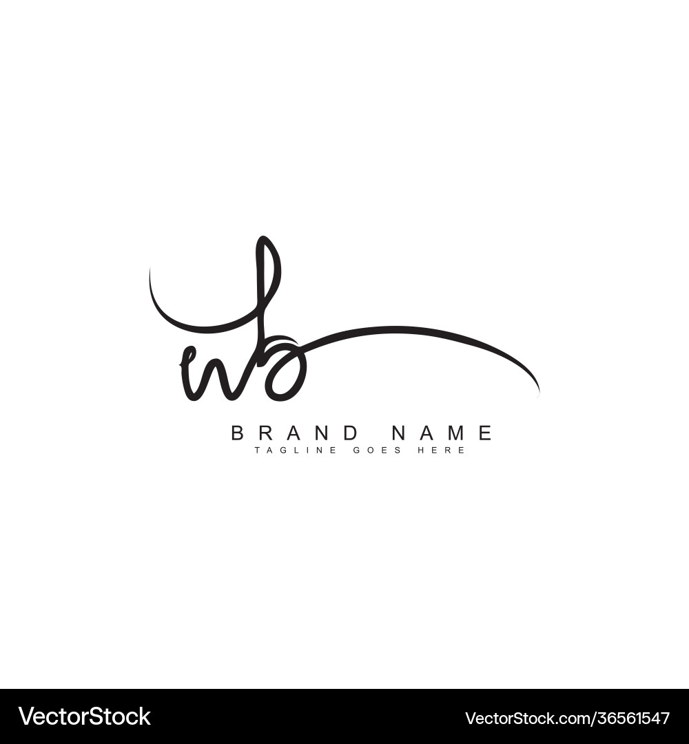Wb initial signature logo - handwritten Royalty Free Vector