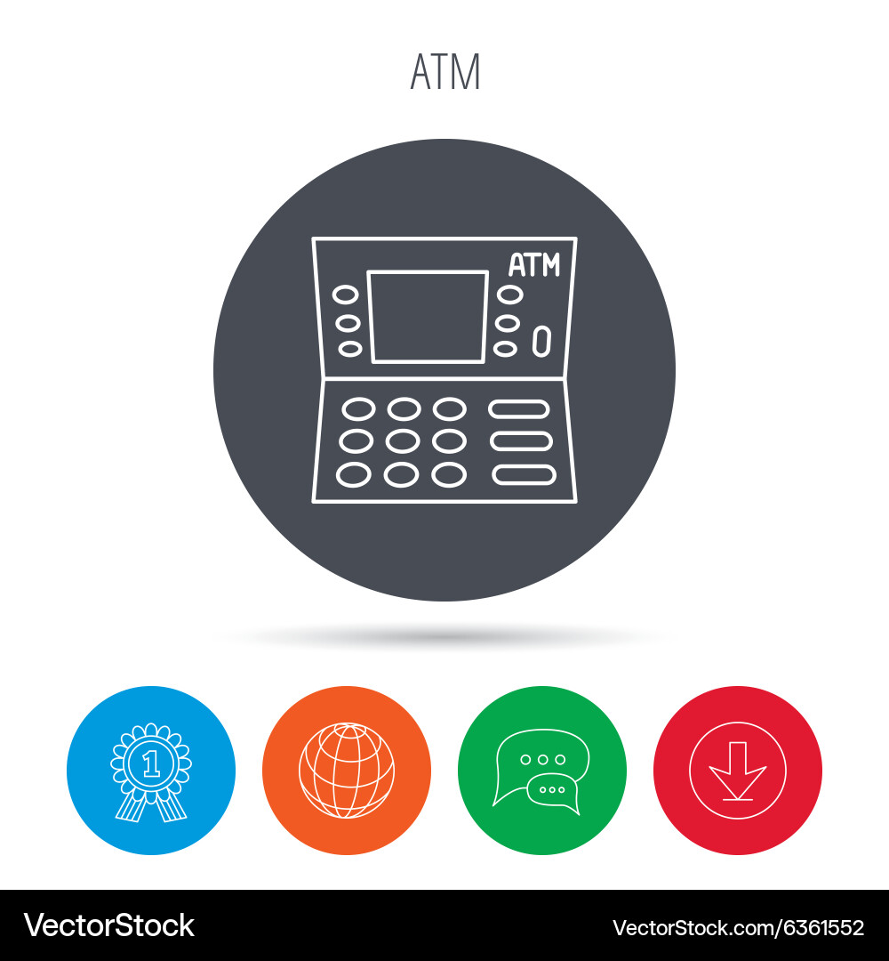 Atm icon automatic cash withdrawal sign Royalty Free Vector