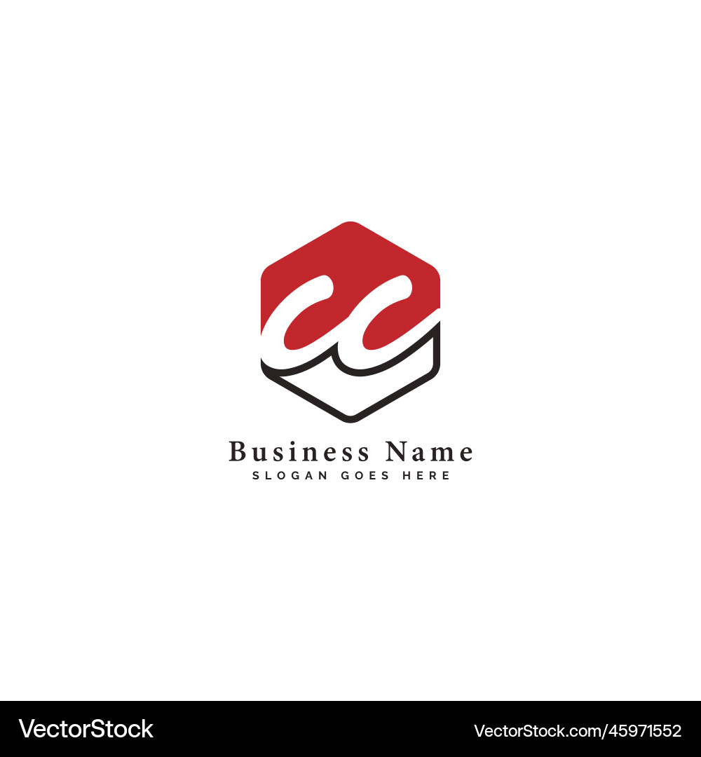 C cc initial letter handwritten signature logo Vector Image